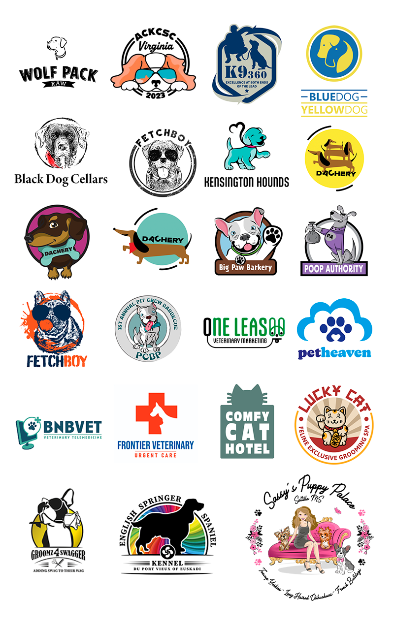 logos con perros y gatos - abella diseño gráfico